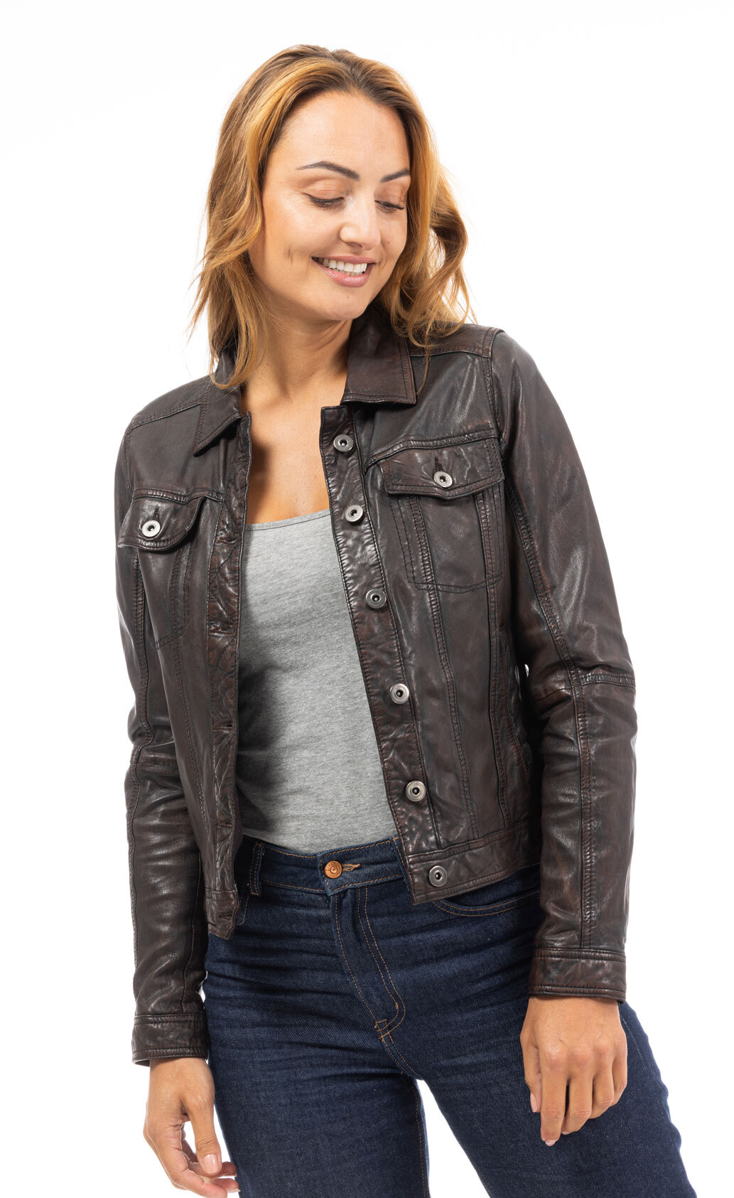 Chaquetas de cuero CUIRS GUIGNARD en cuir cordero-valenta marron ...